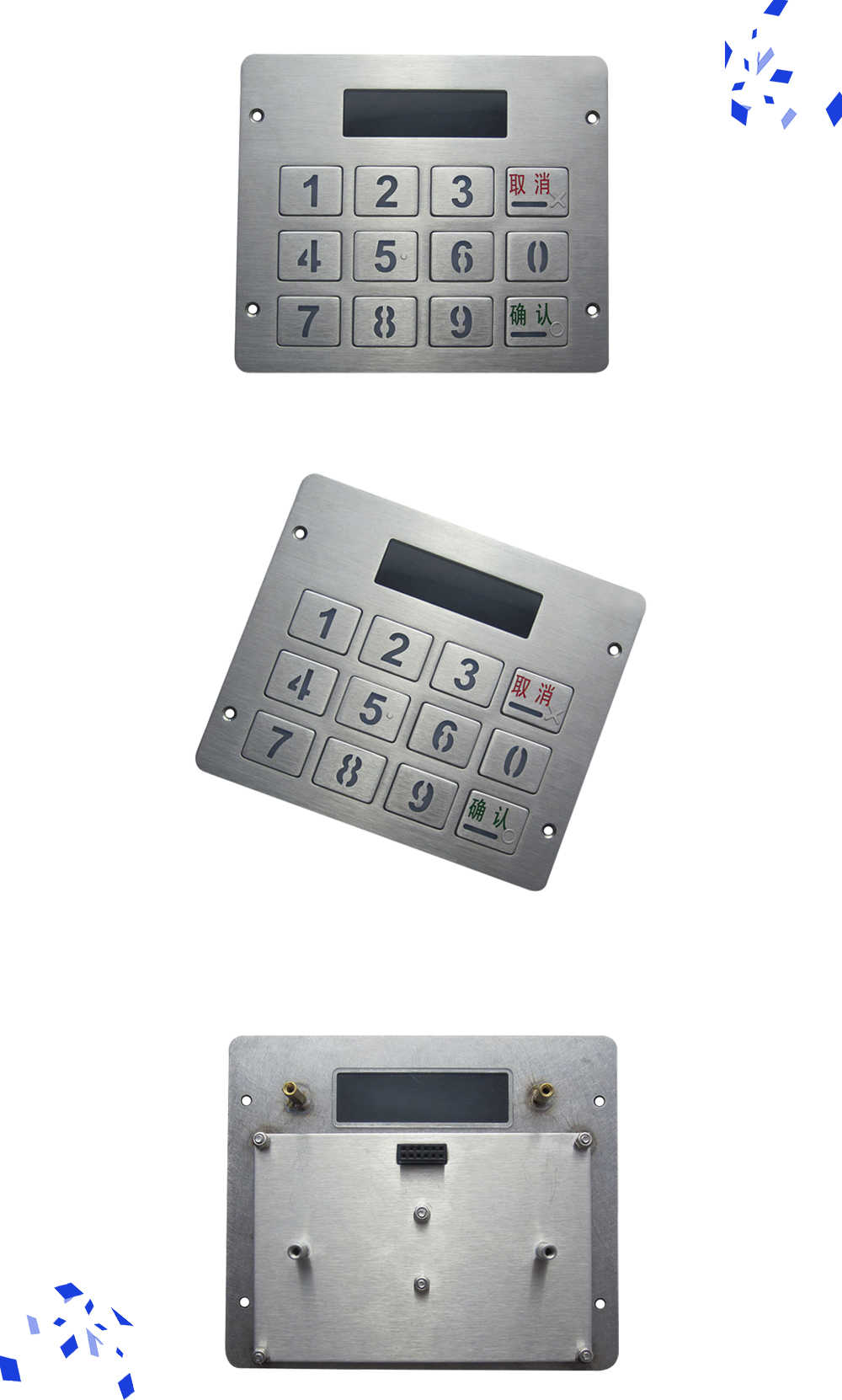 12 keys top mount metal keypad with LCD display frame for access ...