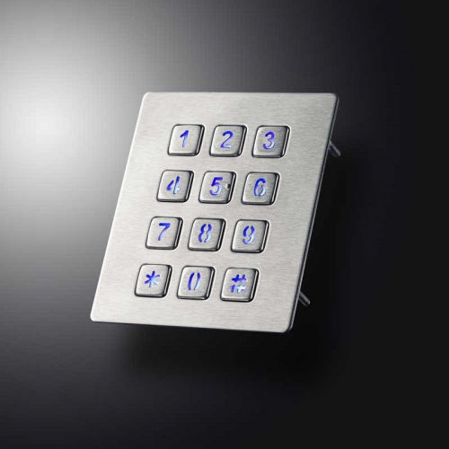12 keys 3*4 waterproof led numeric backlight Metal keypad