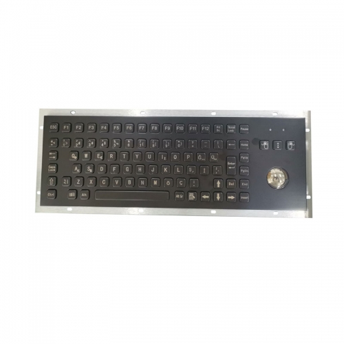 IP65 Black Metal Industrial Keyboards With Trackball Stainless Steel ...